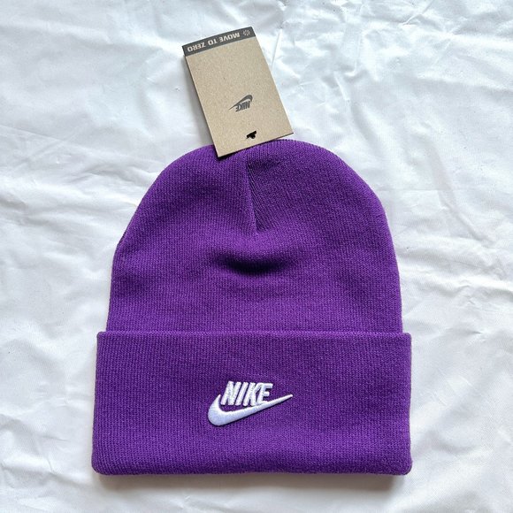 Nike | Accessories | Nike Mens Purple Cuffed Logo Beanie Sport Athletic ...